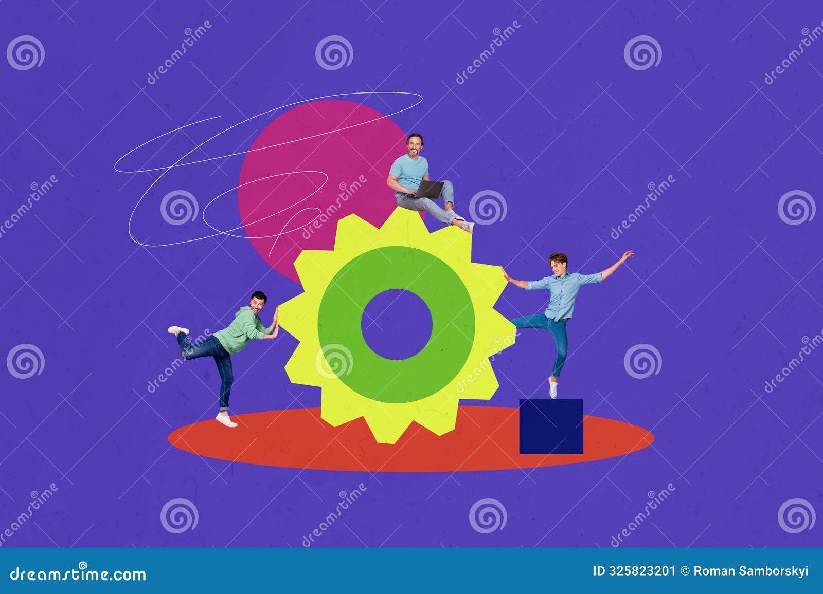 Creative Photo Collage Image Teamwork Cooperation Cogwheel Partnership ...