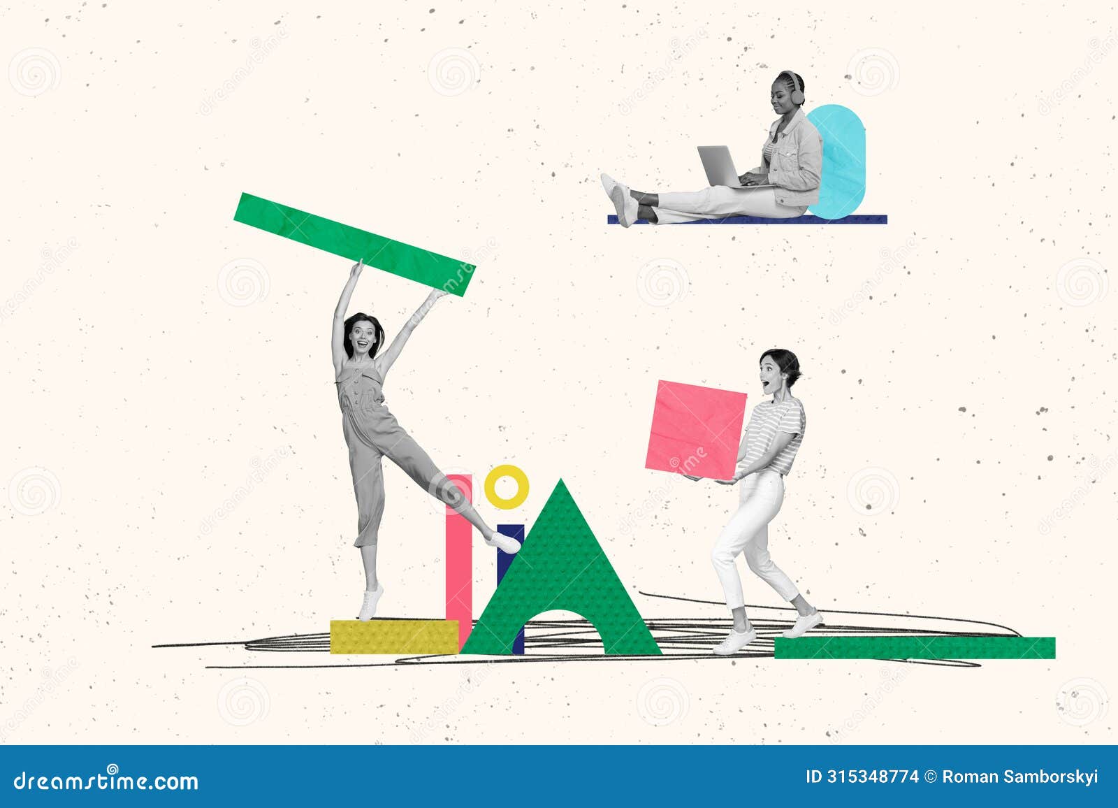 Creative Photo Collage Picture Cooperation Teamwork Concept Support ...