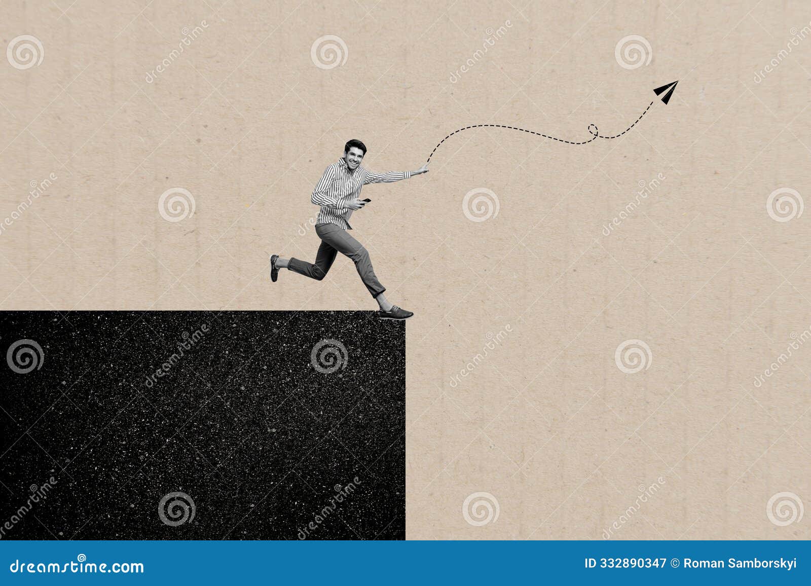 Creative Photo Collage Picture Young Man Run Persistence Achieve Goal ...