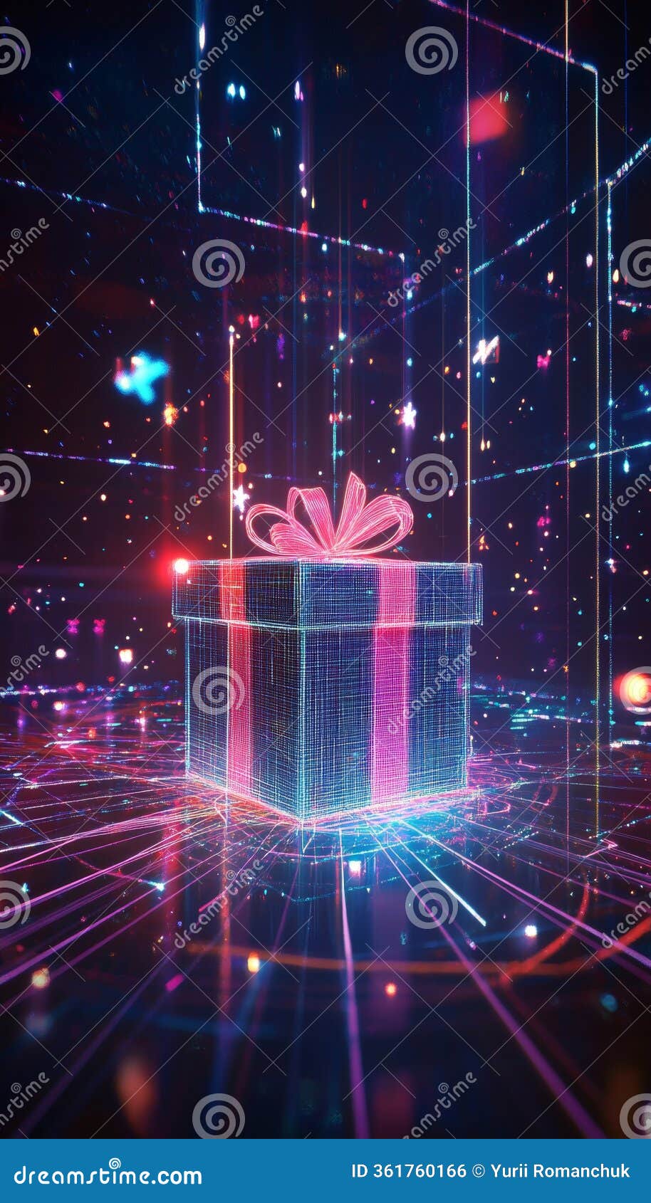 A Creative Photo of a Cyber Gift Box Merging Celebration and Technology ...