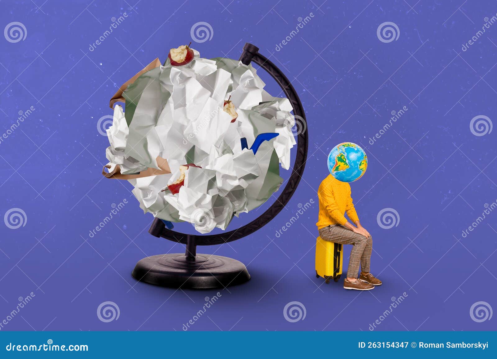 Creative Photo 3d Collage Artwork Postcard Poster Of Unhappy Upset