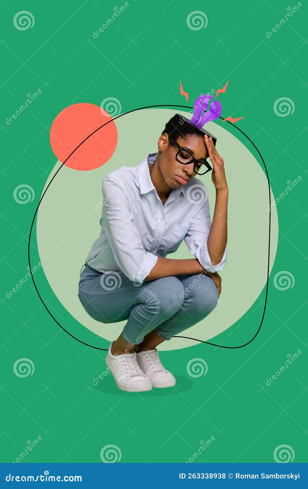 Creative Photo 3d Collage Artwork Poster Of Moody Unhappy Bored Upset