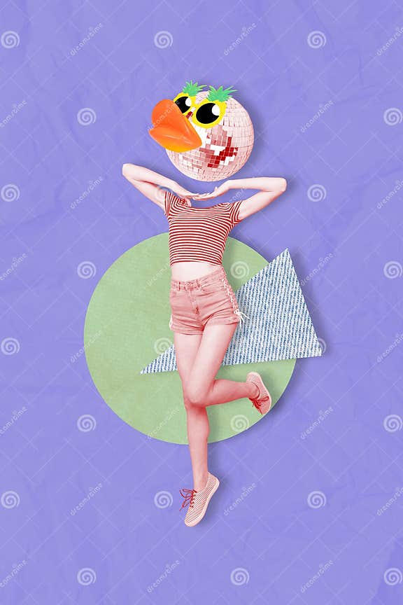 Creative Photo 3d Collage Artwork Poster Postcard Of Crazy Girl No Face