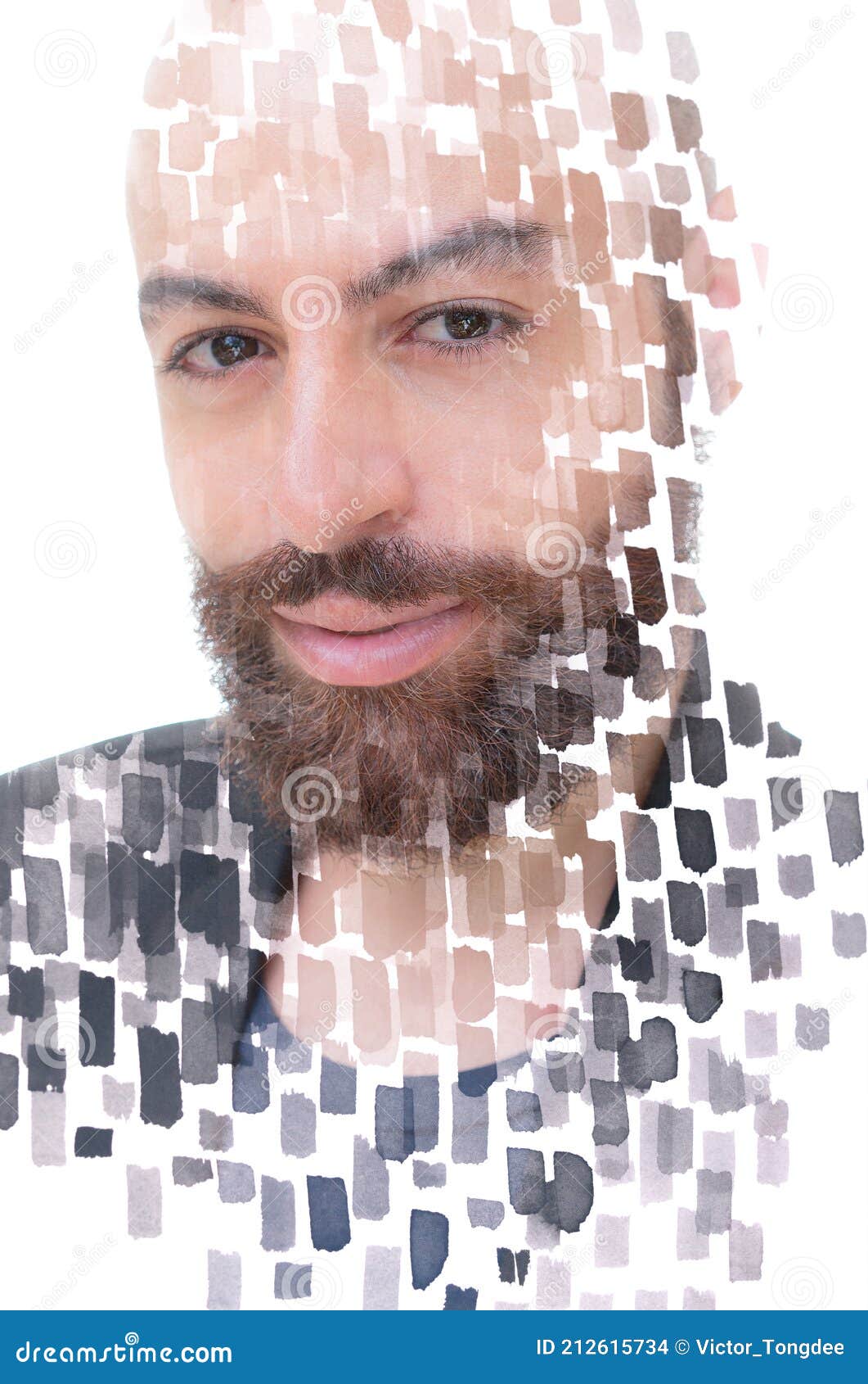 A Creative Photo of a Man with Visual Effects Stock Illustration ...