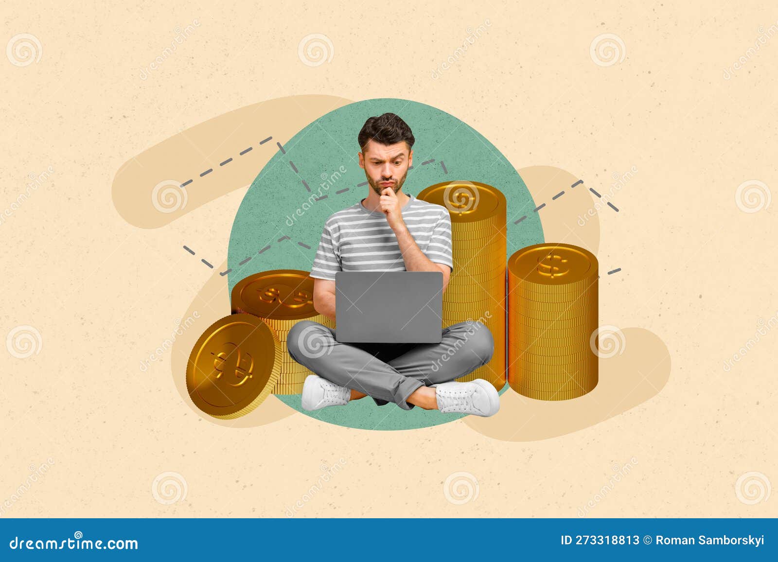 Creative Photo Picture Image Collage Artwork of Minded Thoughtful Guy ...