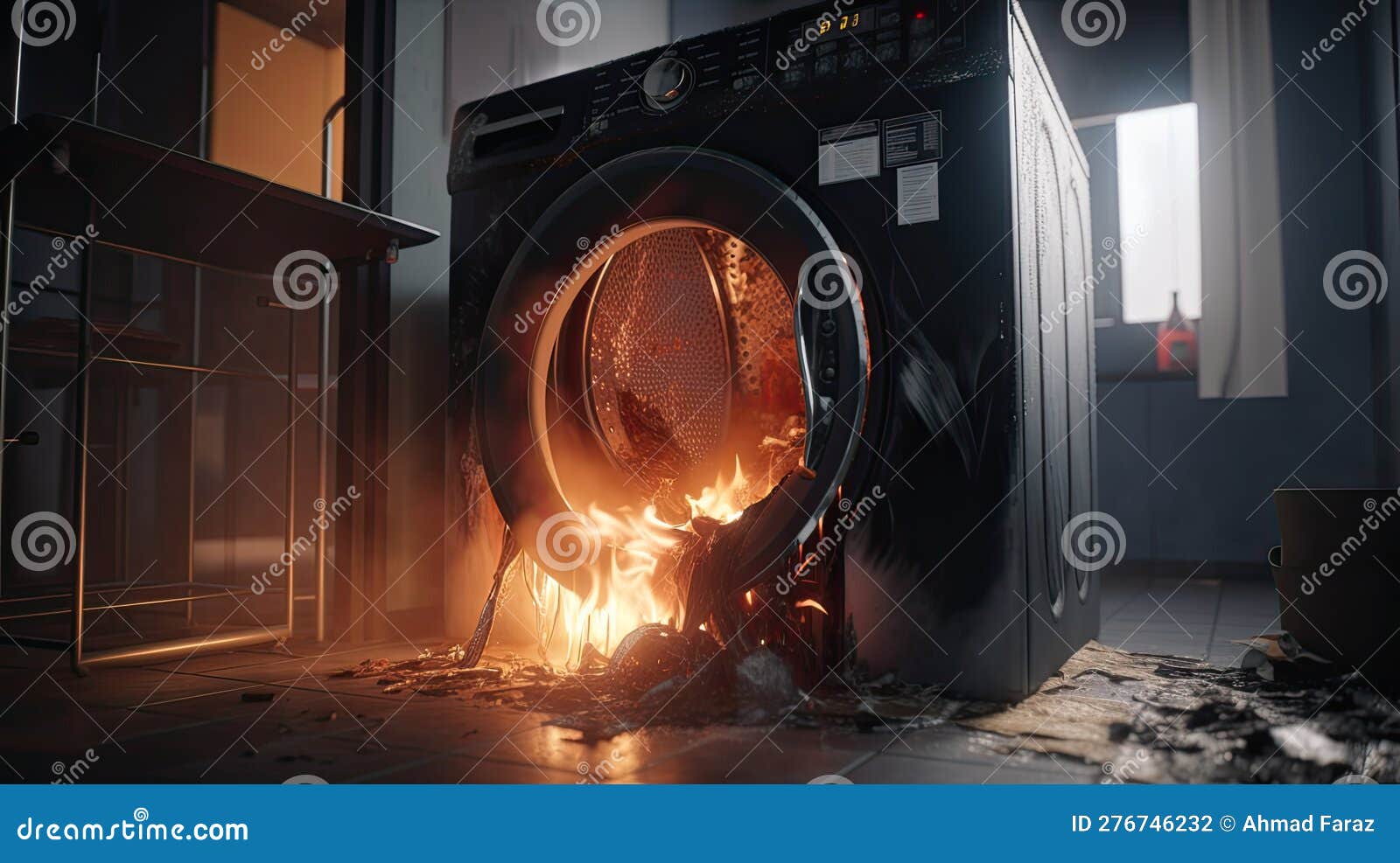 Creative Photograph of a Dryer of Clothes Got Fire Ai Generated Stock ...