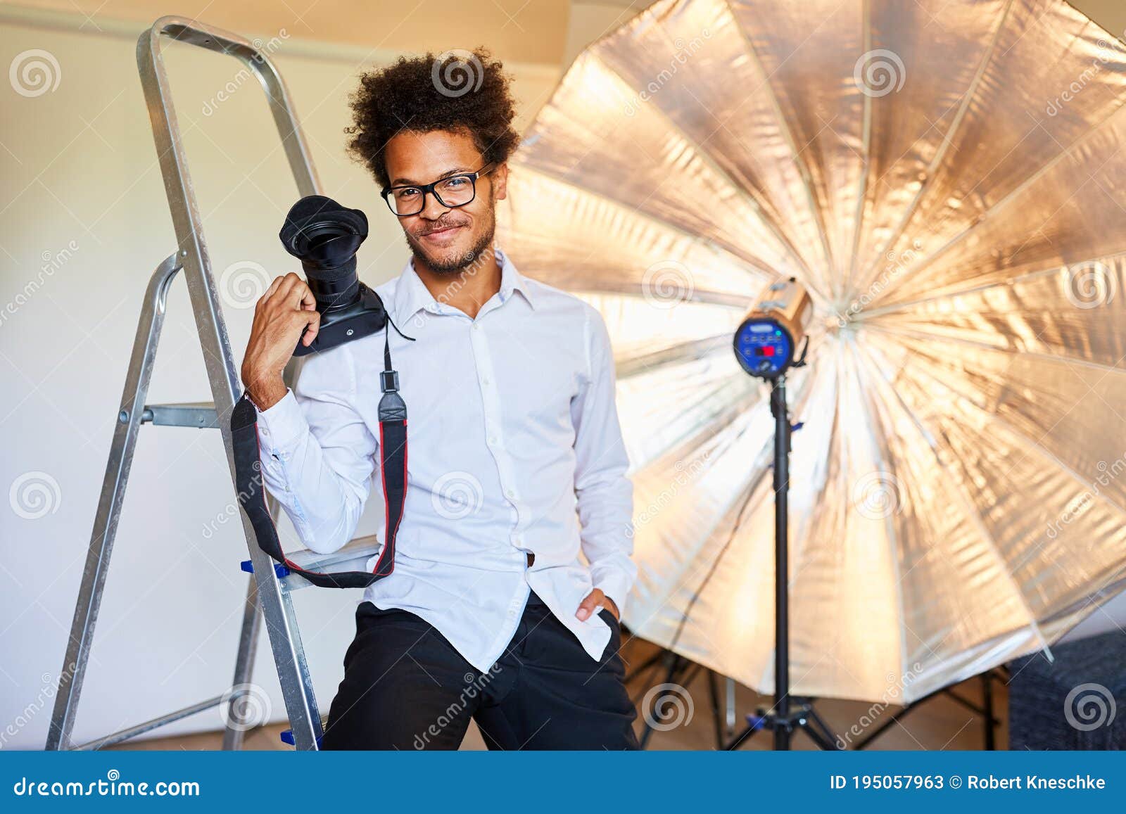 Creative Photographer with Camera in the Photo Studio Stock Image ...