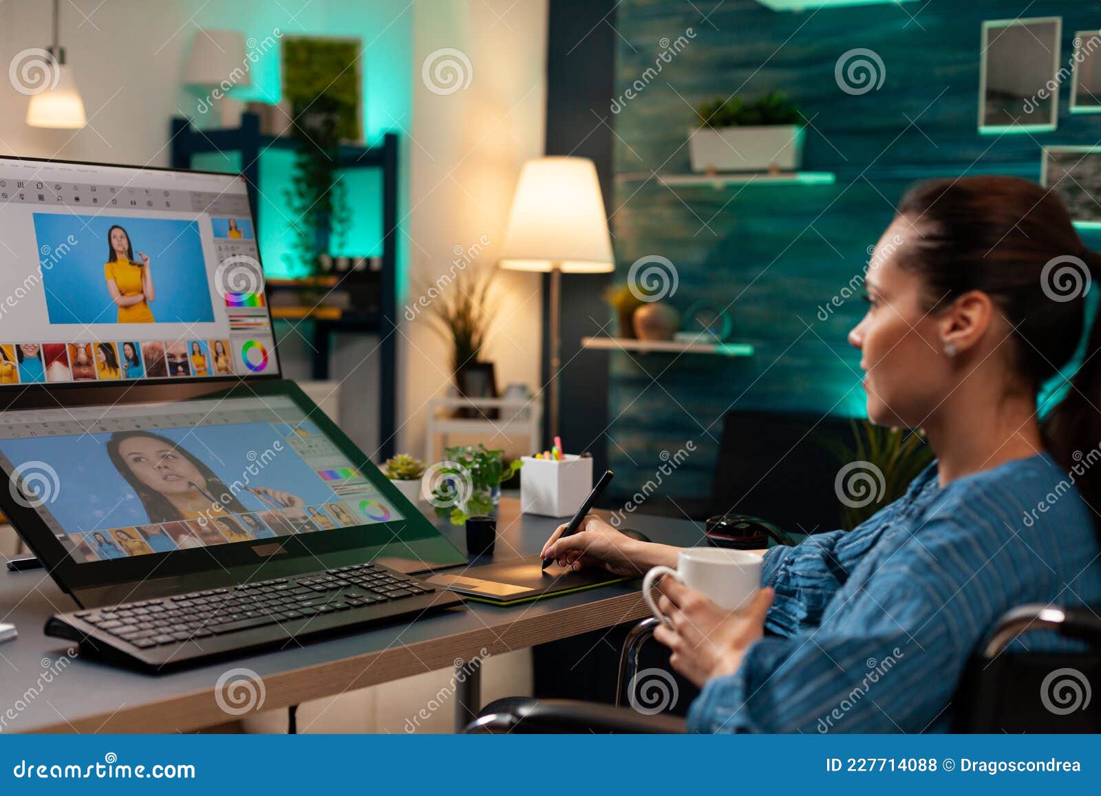 Creative Photographer Doing Retouch Work on Image Stock Photo - Image ...