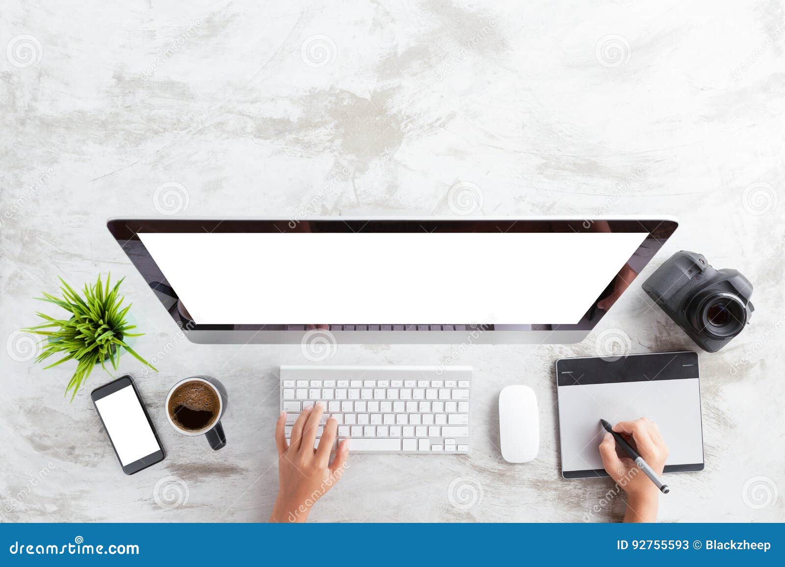 Creative Photographer Using Graphic Tablet on Work T Stock Image ...