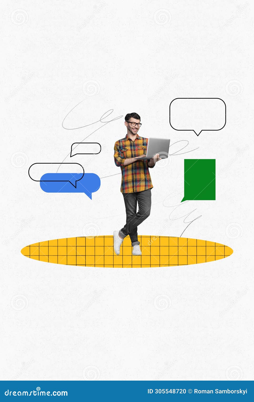 Creative Picture Vertical Poster Collage Standing Young Worker ...