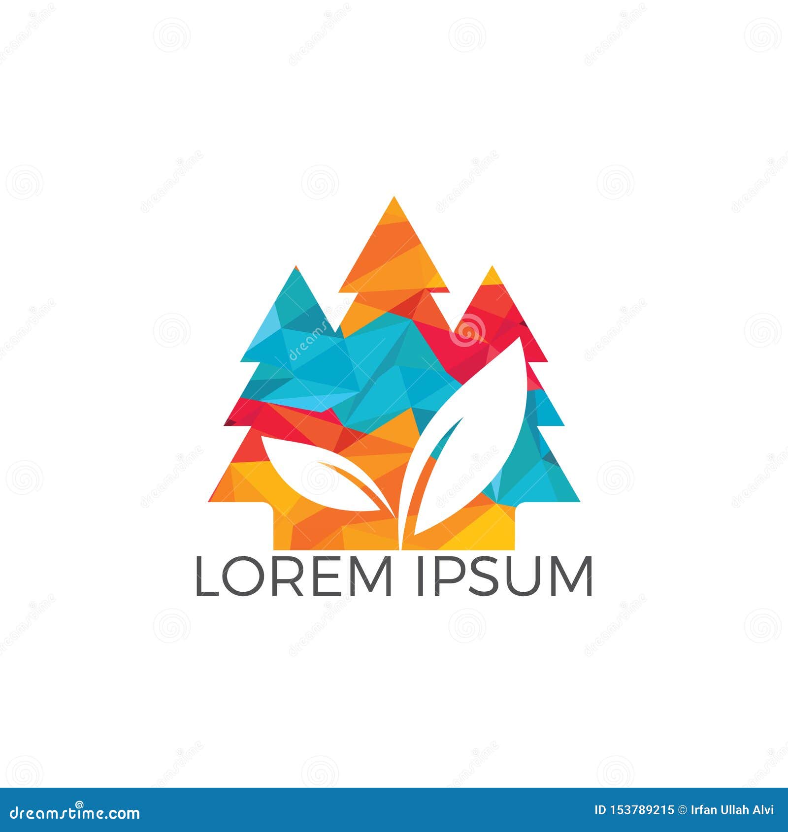 Pine Tree and Leaf Logo Design. Stock Vector - Illustration of designn ...