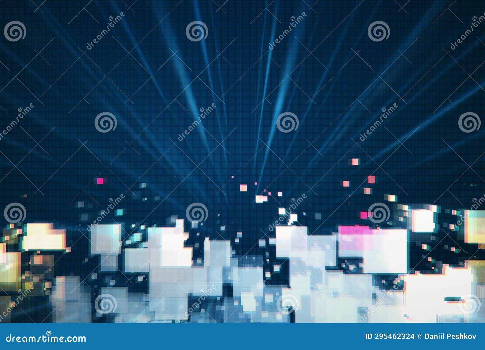 Creative Pixels on Abstract Blue Wallpaper. Landing Page and Innovation ...