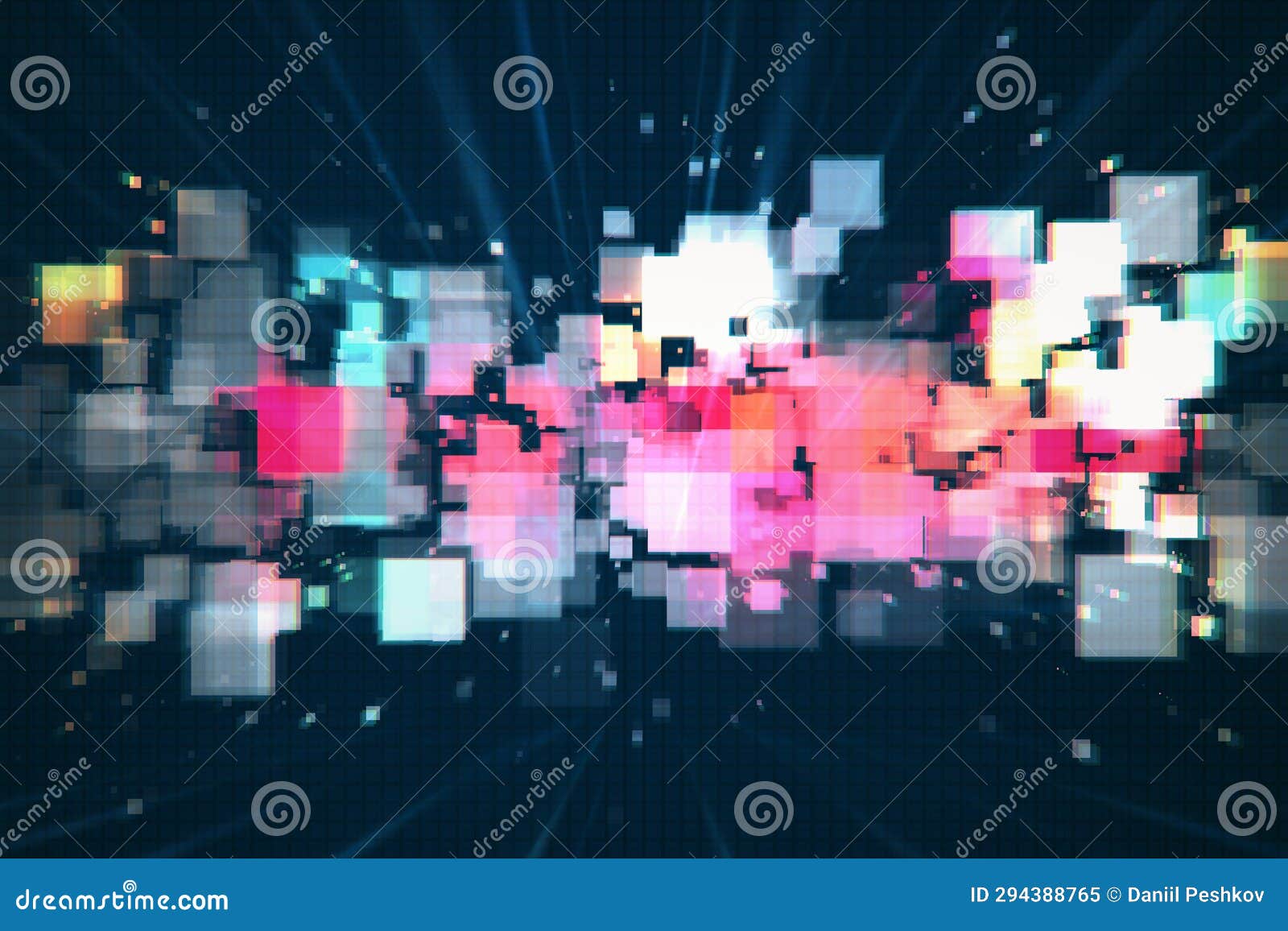 Creative Pixels on Abstract Dark Background. Landing Page and ...