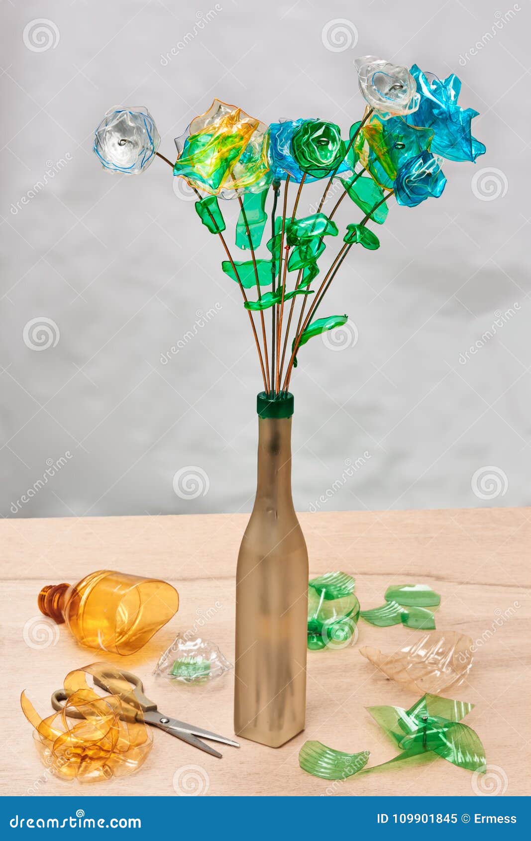 Creative plastic recycling stock image. Image of flower - 109901845