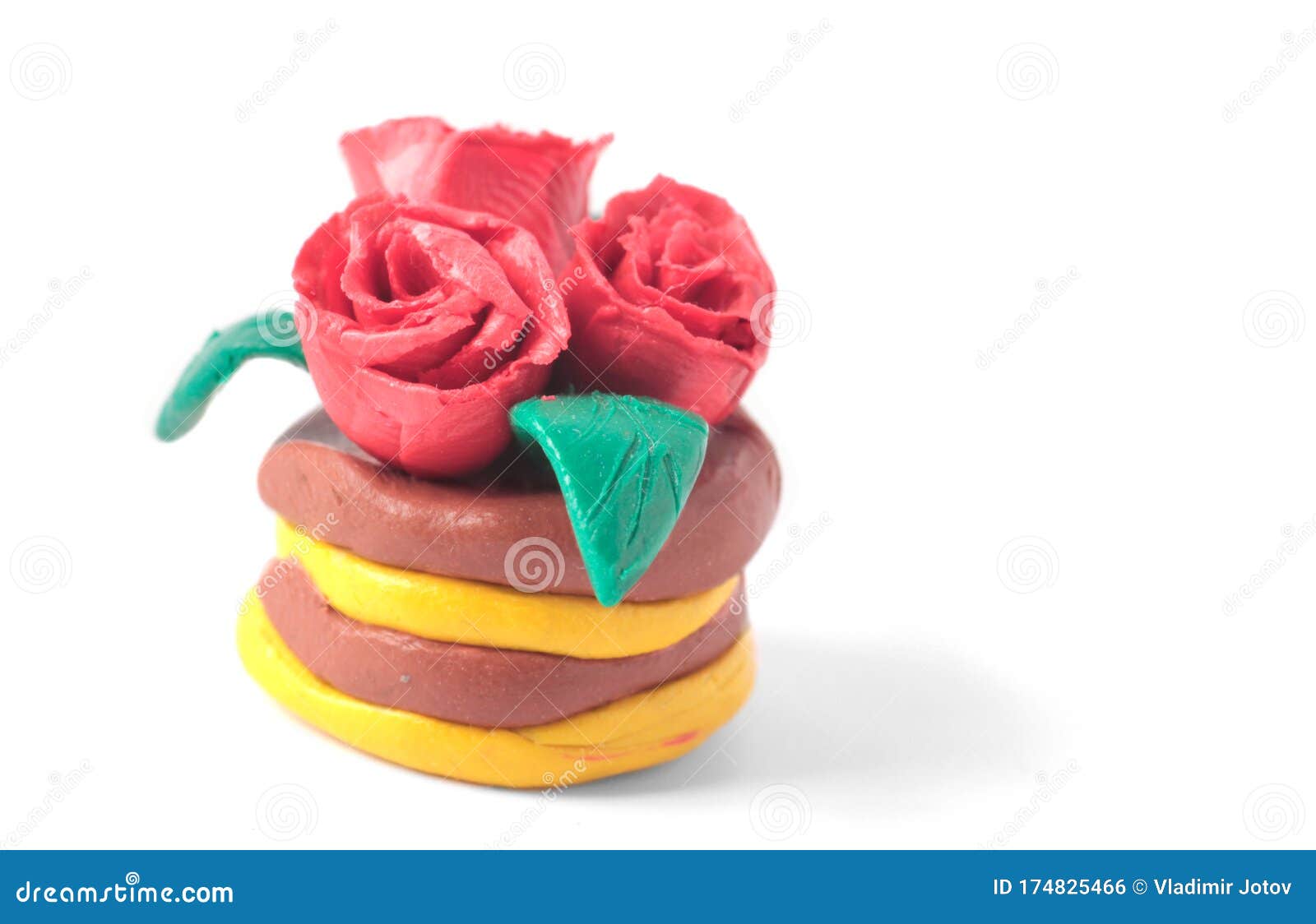 Creative Plasticine Cake Craft Isolated on White. Hand Made Fake Clay ...