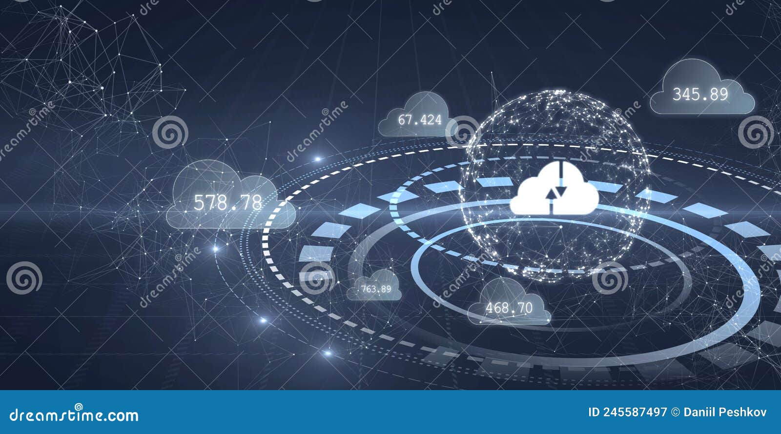 Creative Polygonal Digital Background. Cloud Computing, Wireframe 3d ...