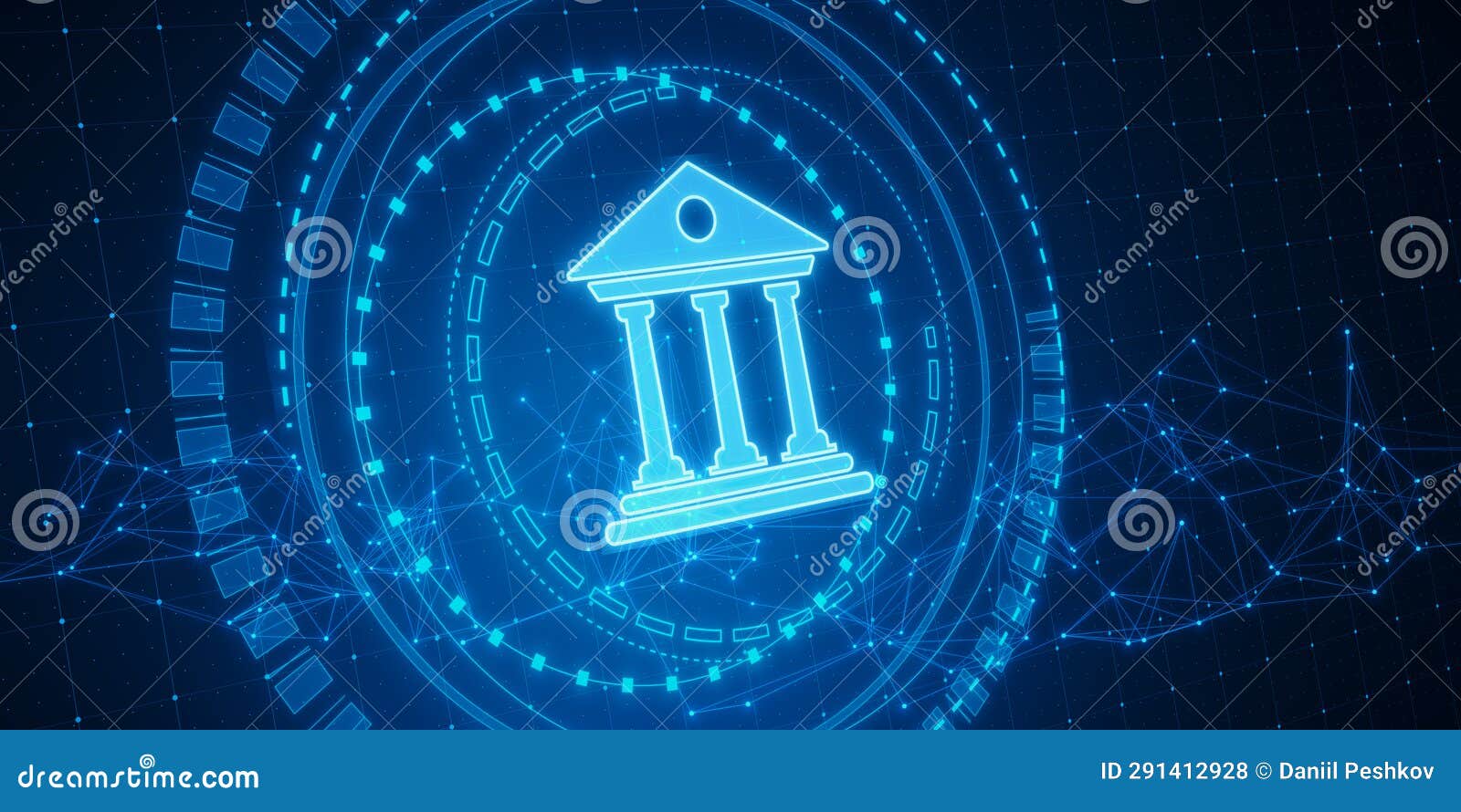 Creative Polygonal Round Banking Hologram on Backdrop. Digital ...