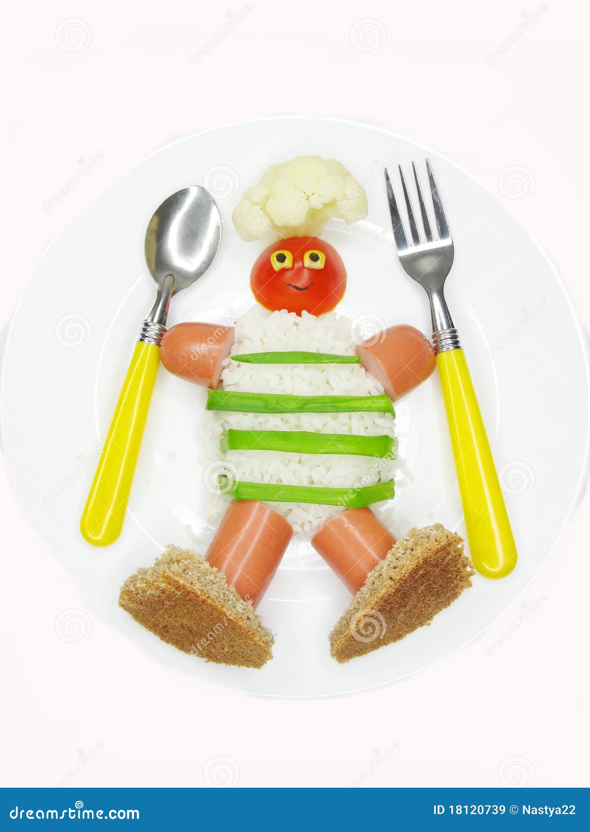 Creative Porridge Cook Shape with Fork and Spoon Stock Image - Image of ...