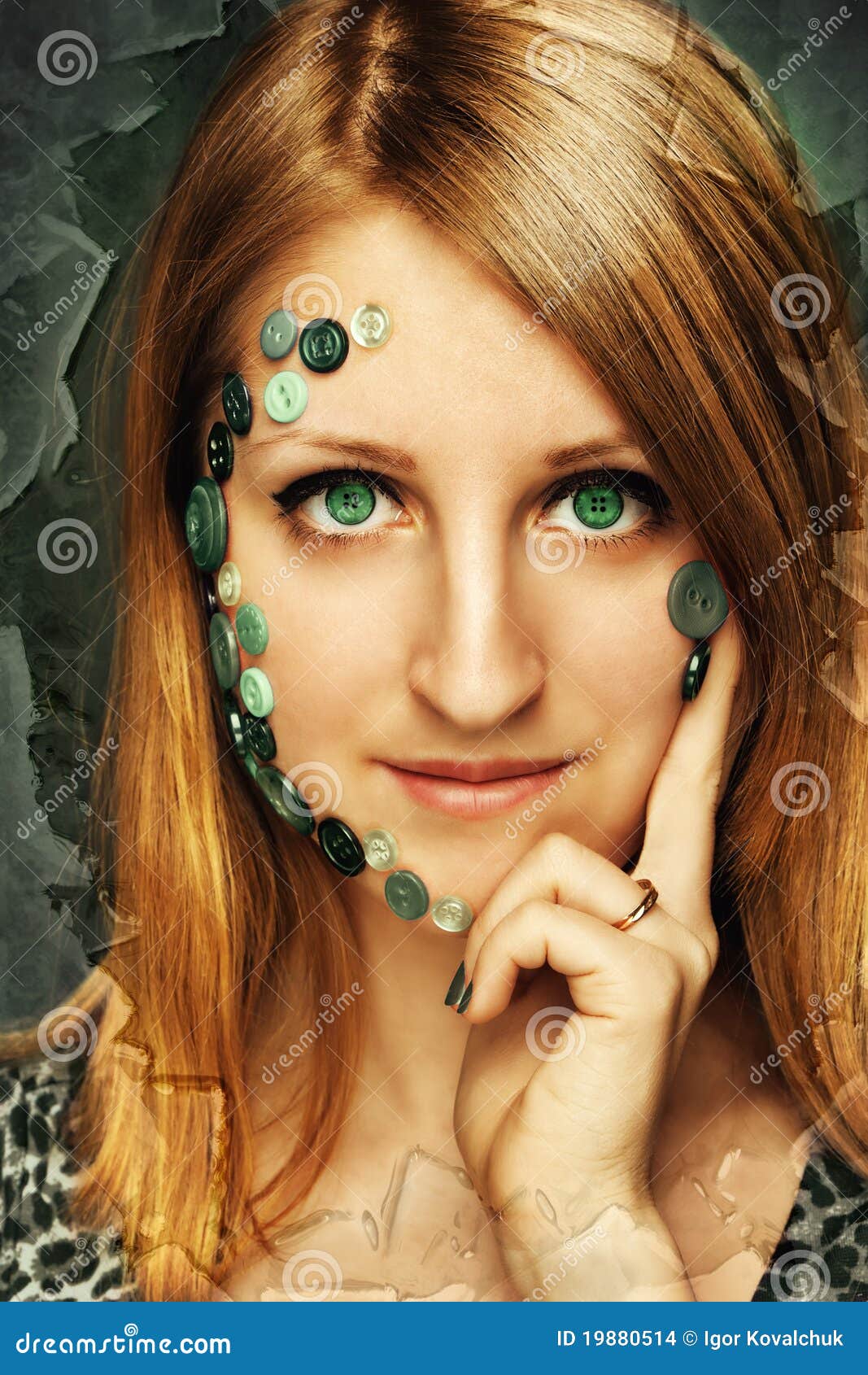 Creative Portrait of Girl with Buttons Stock Photo - Image of glamour ...