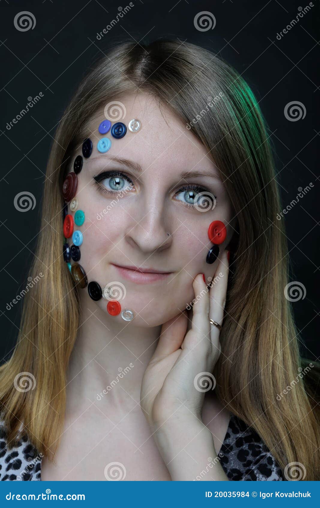 Creative Portrait of Girl with Buttons Stock Photo - Image of bright ...