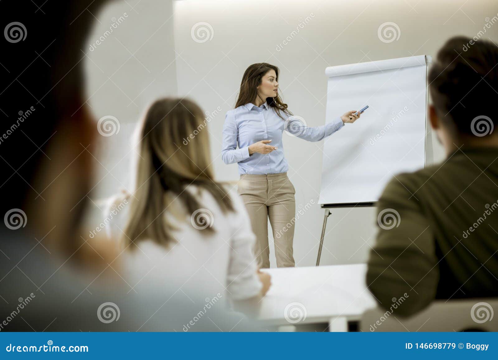 Creative Positive Female Leader Talking about Business Plan with ...