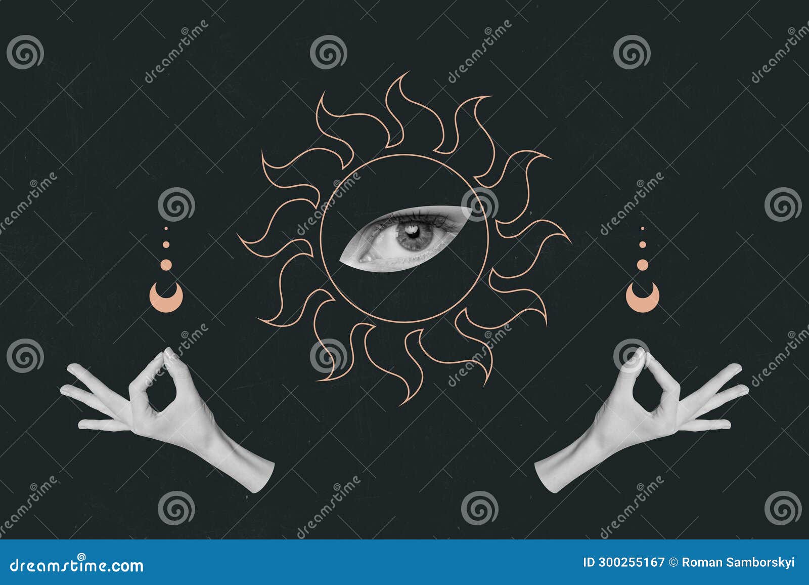 Creative Poster Banner Collage of Alchemy Tarot Card Witch Lady Using ...