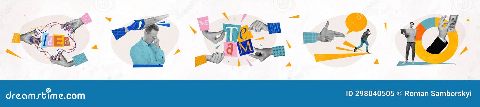 Creative Poster Collage of Funny Concept Different Panorama Team ...
