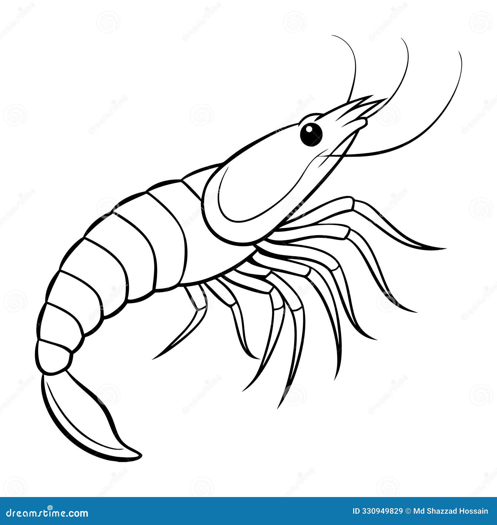 Creative Prawn Vector Art Black and White Stock Vector - Illustration ...