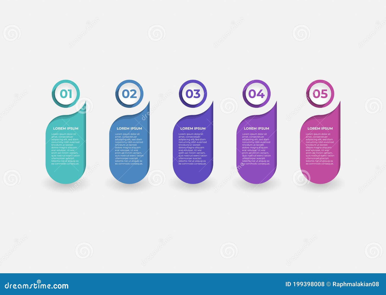 Creative Presentation Label Design for Infographics in 5 Steps Stock ...