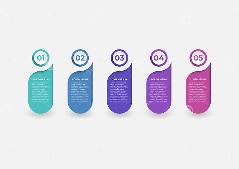 Creative Presentation Label Design for Infographics in 5 Steps Stock ...