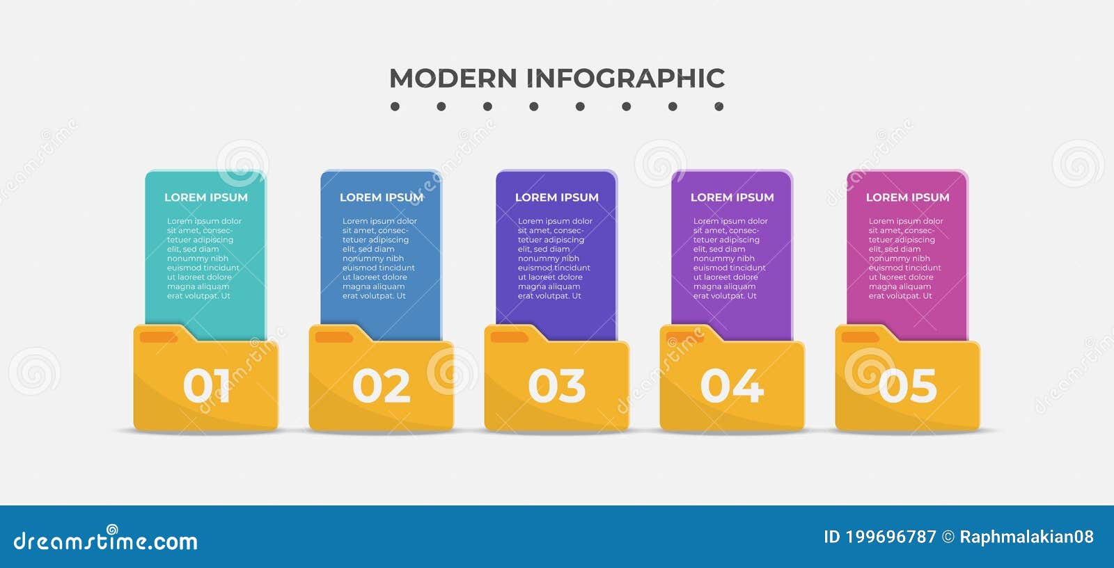 Vertical Option Banner with Folder in 5 Steps Stock Vector ...