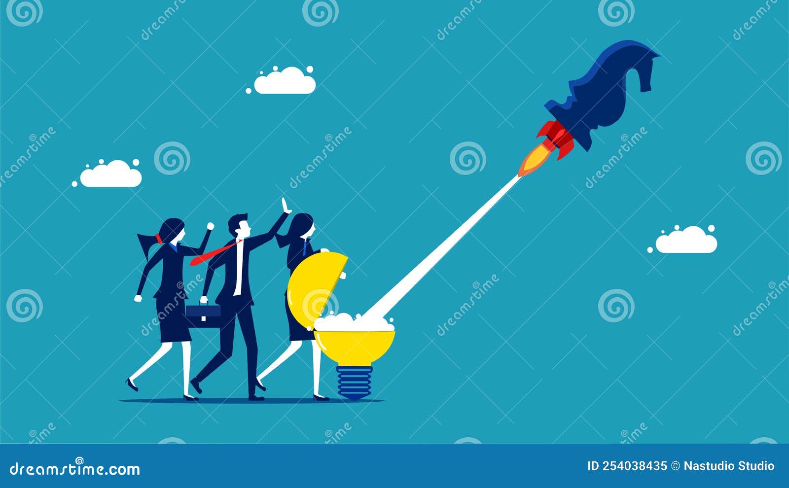 Creative Proactive Strategy. Businessman is Launching a Chess Horse ...