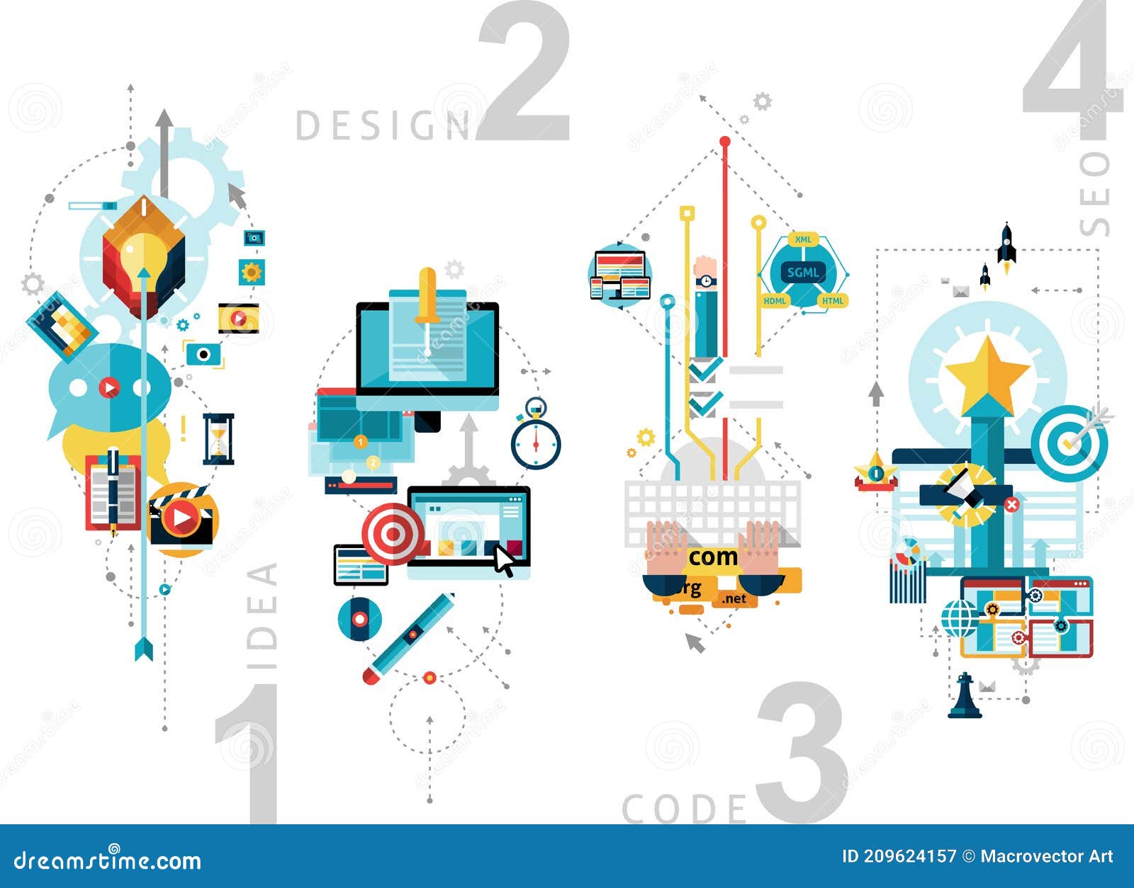 Creative Process Banners Set Stock Vector - Illustration of advertising ...