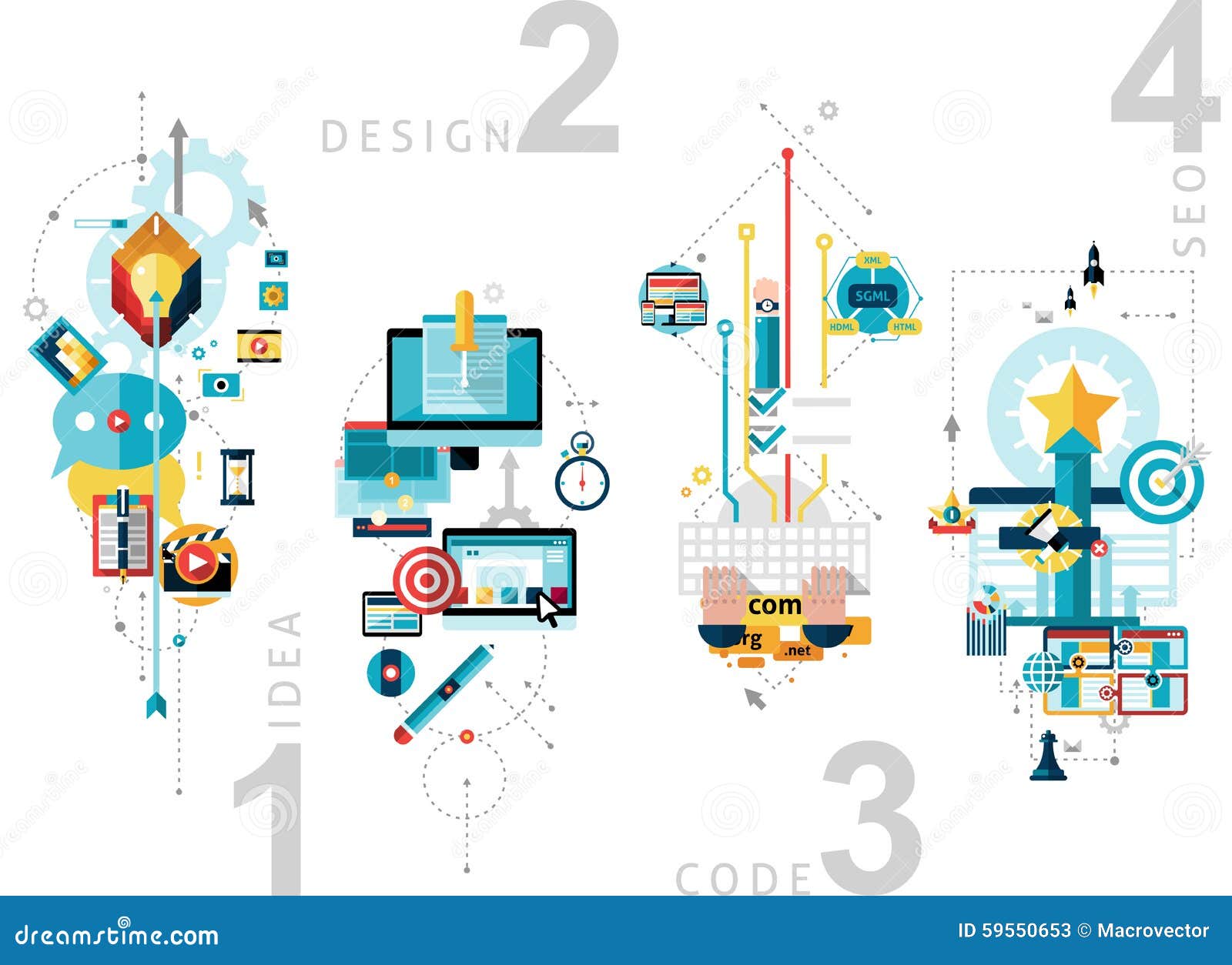 Creative Process Banners Set Stock Vector - Illustration of action ...