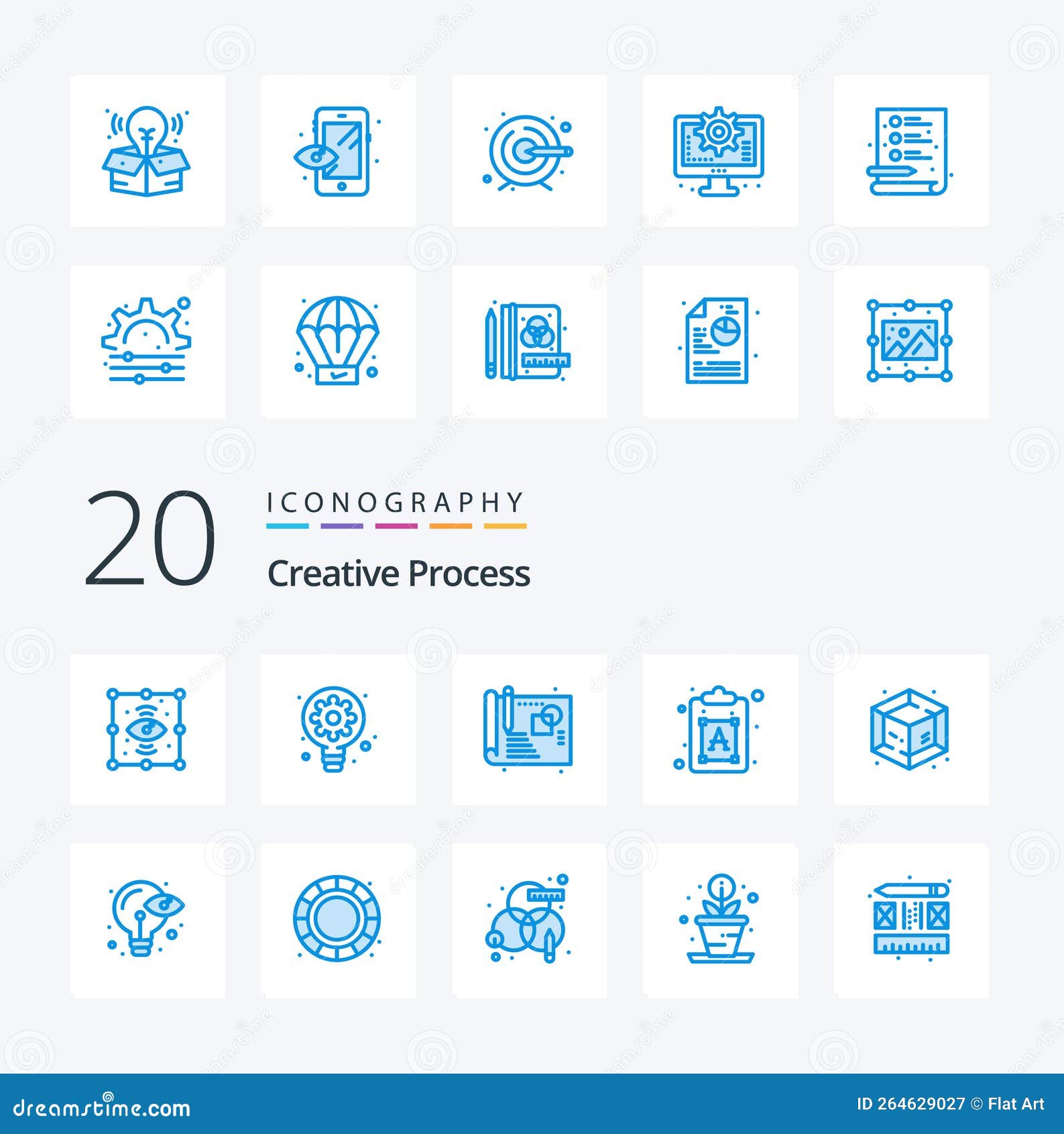 20 Creative Process Blue Color Icon Pack Like Object Creative Creative ...