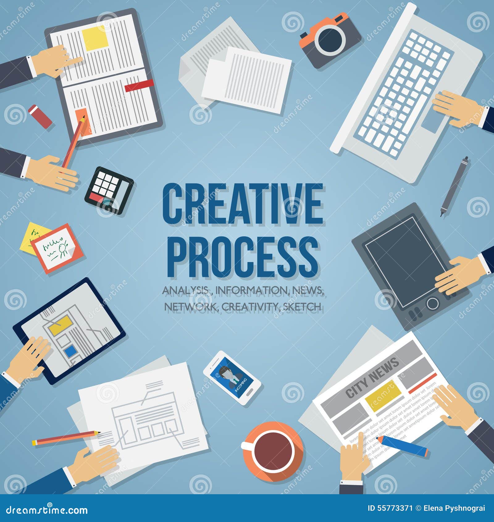 Creative process stock vector. Illustration of coffee - 55773371