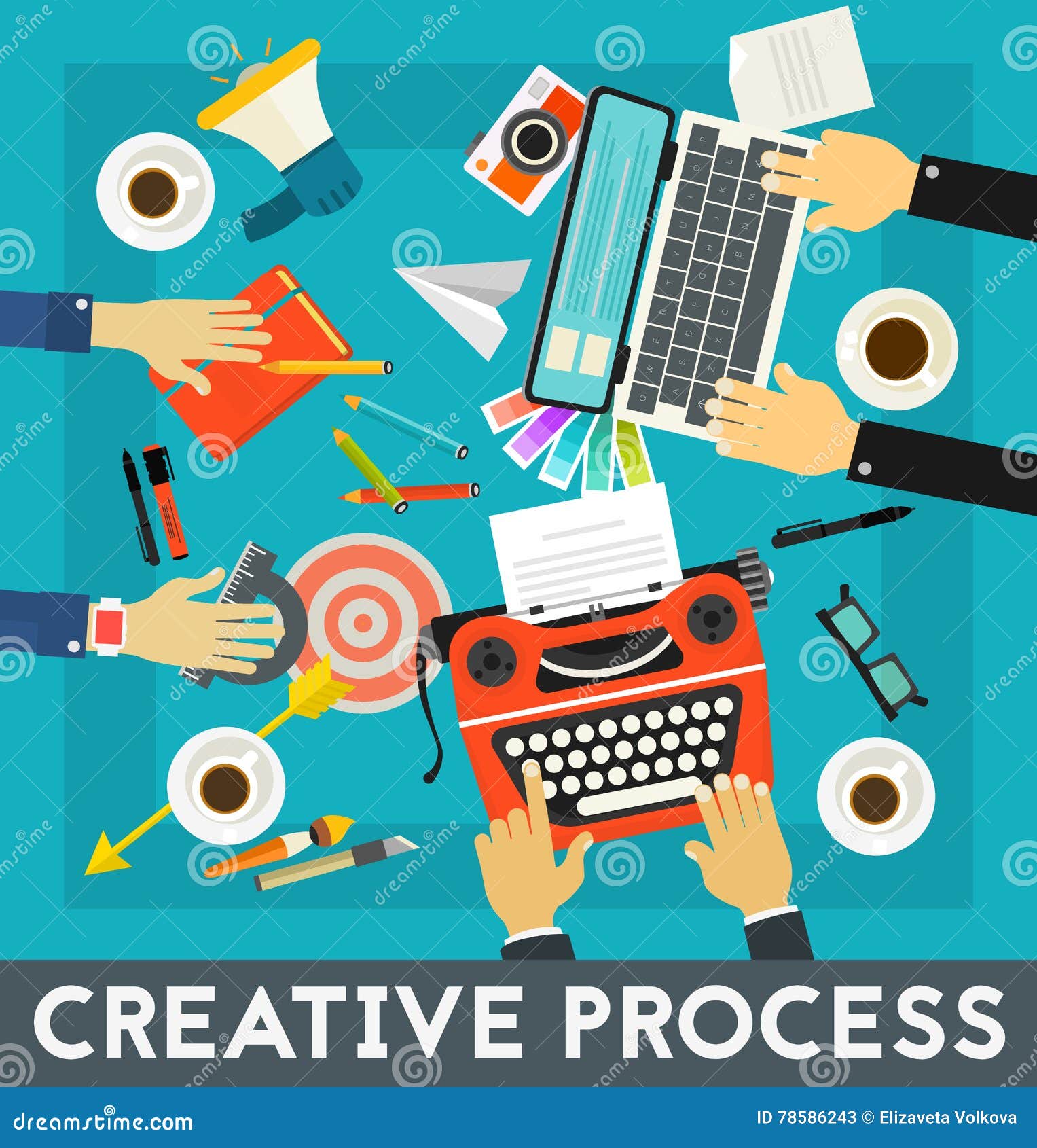 Creative Process Concept Banner Stock Vector - Illustration of drawing ...