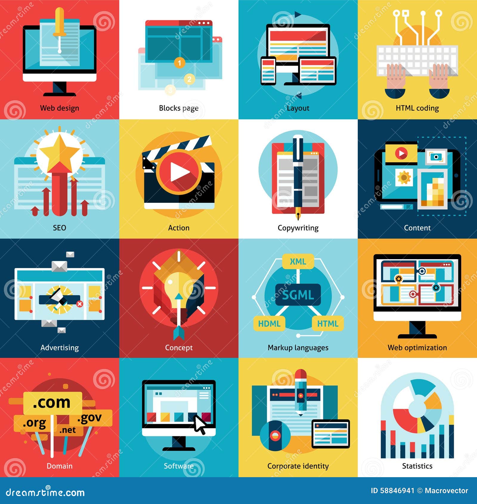 Creative Process Concept Icons Set Stock Vector - Illustration of online, design: 58846941