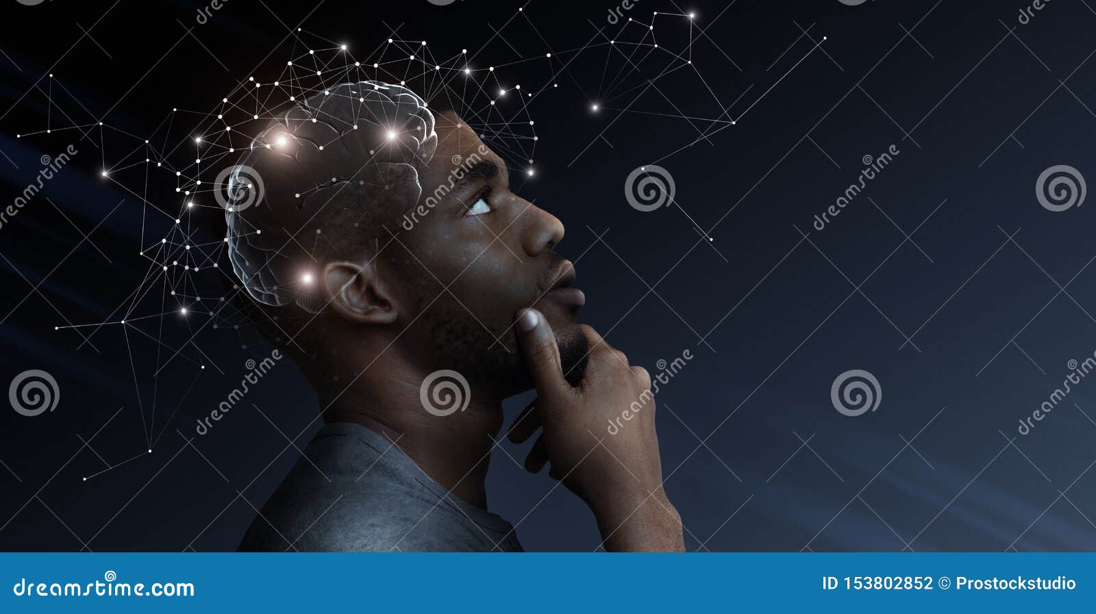 Ideas Escape from Brain of Pensive African Man Stock Photo - Image of ...
