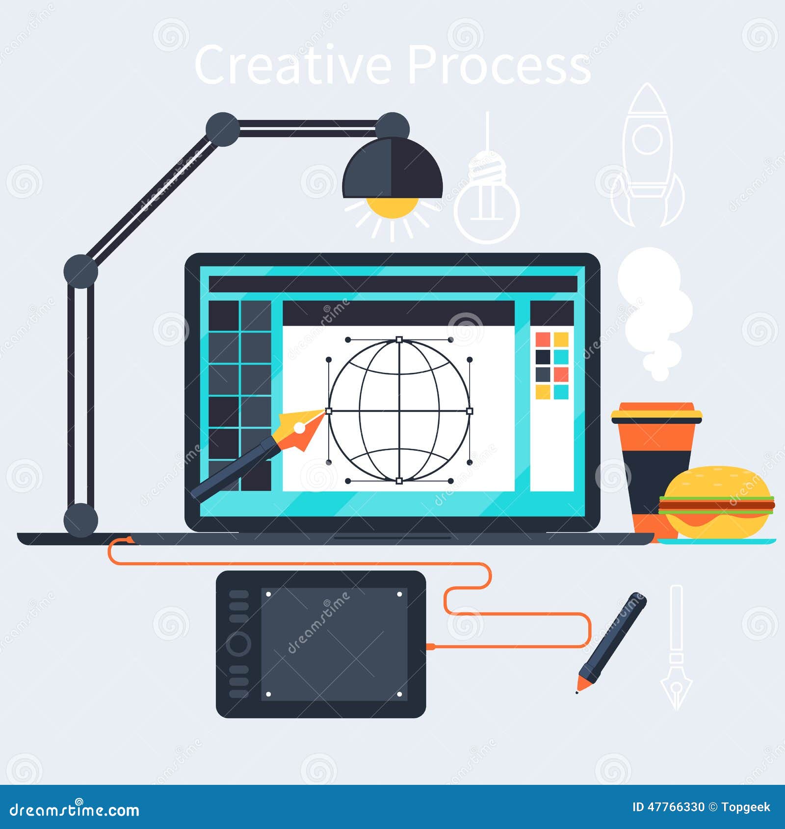 Creative Process of Designer Concept Stock Vector - Illustration of ...