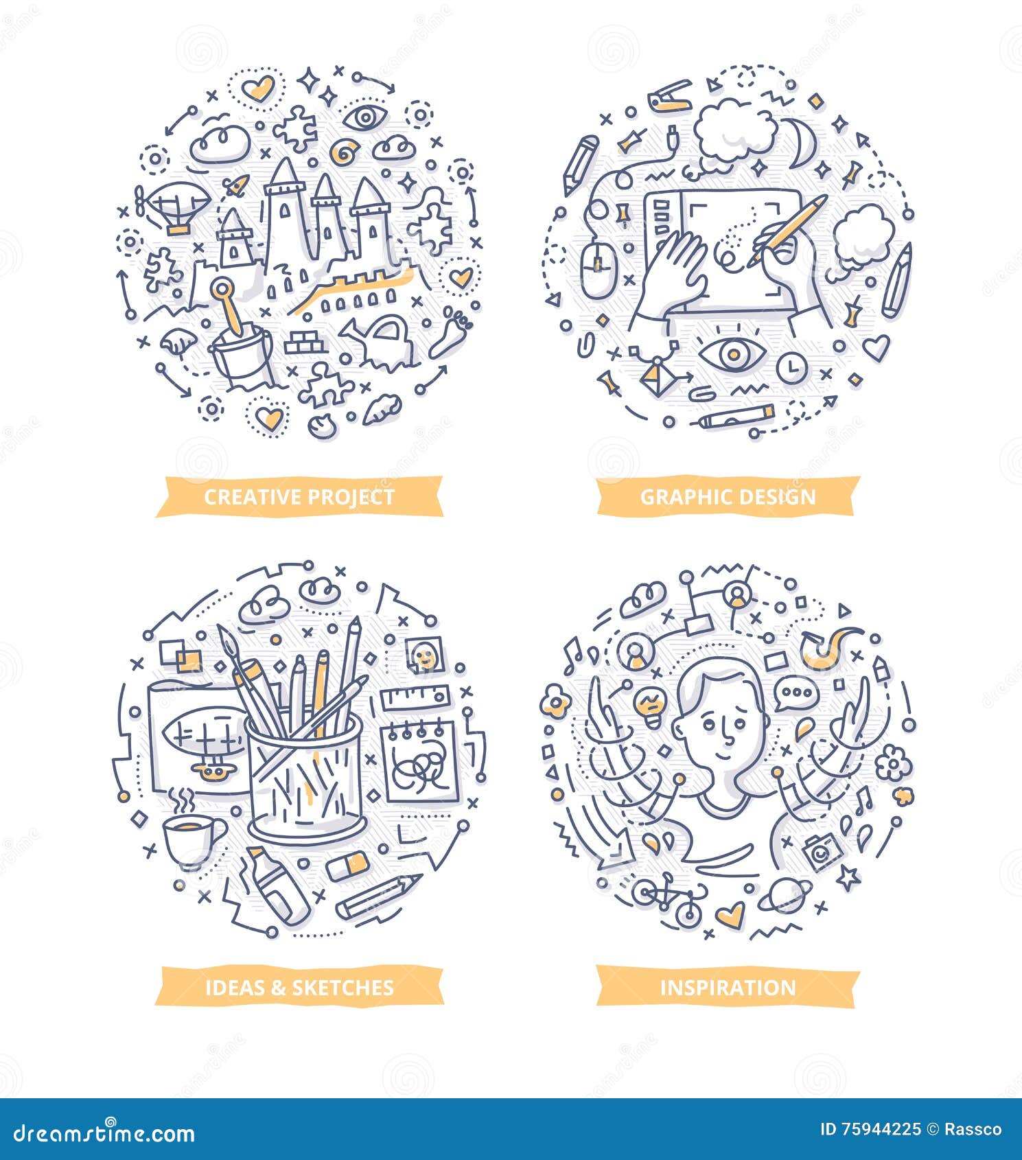 Creative Process Doodle Illustrations Stock Vector - Illustration of ...