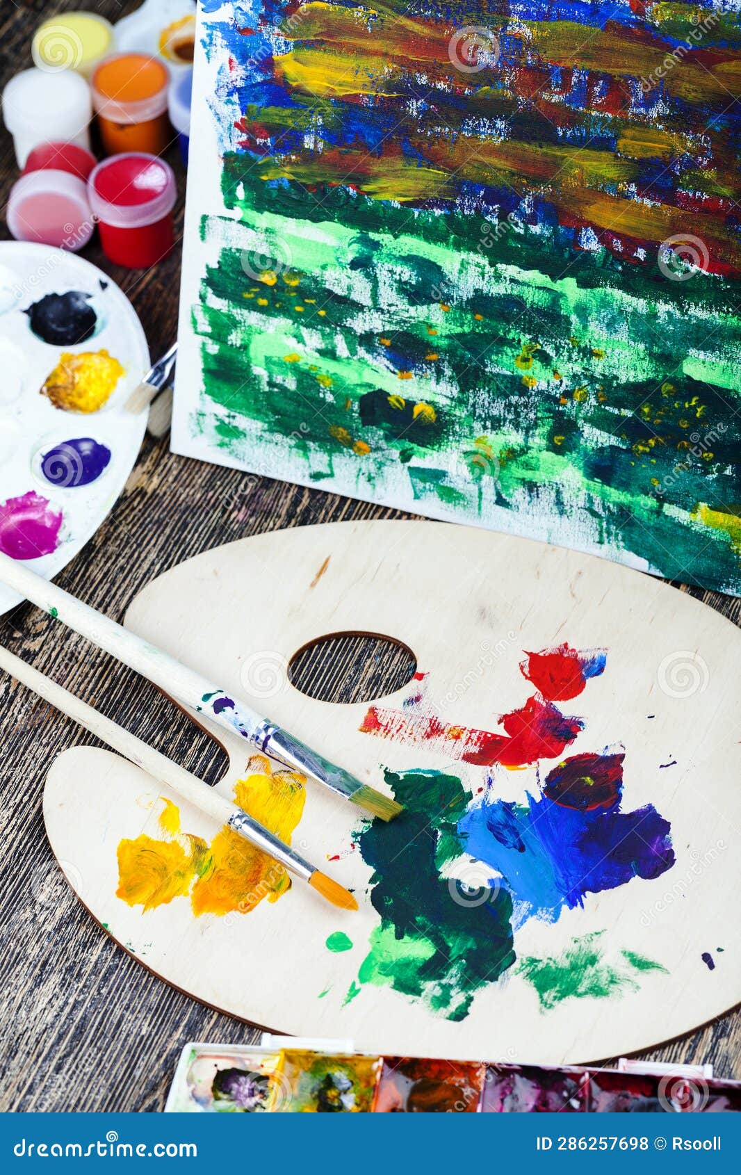 Creative Process of Drawing Stock Photo - Image of paint, work: 286257698