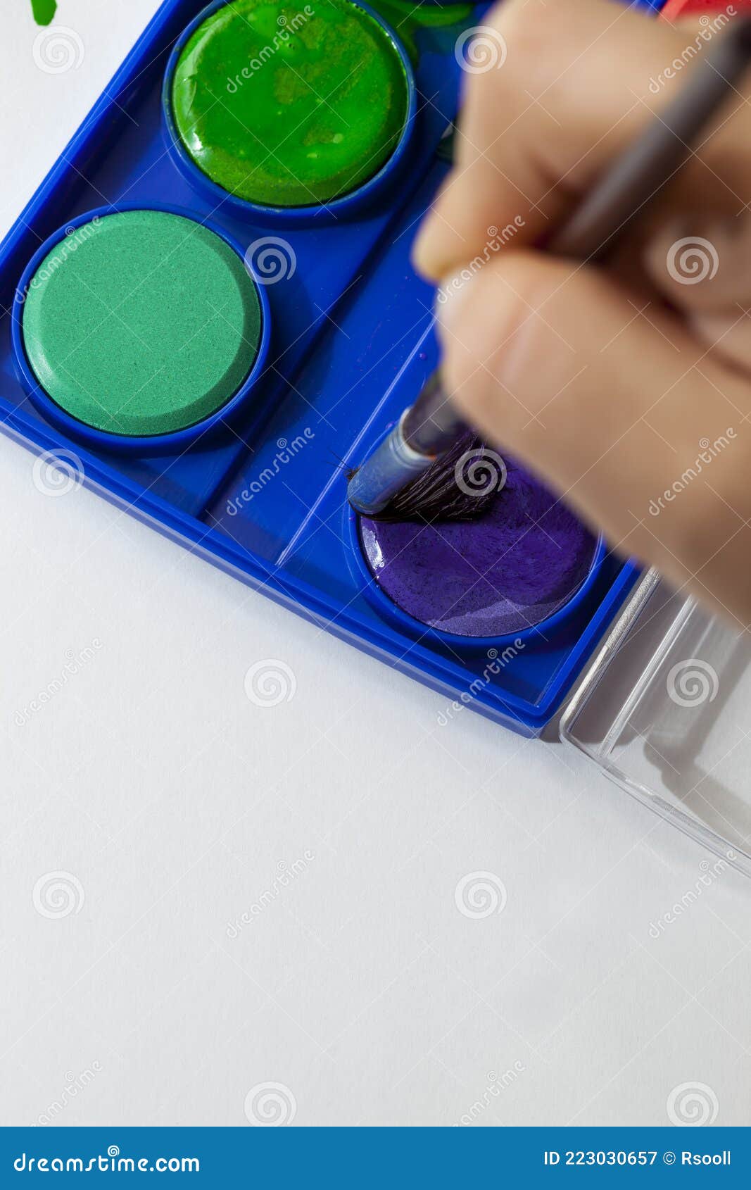 Creative Process of Drawing by Mixing Different Colors Stock Image ...