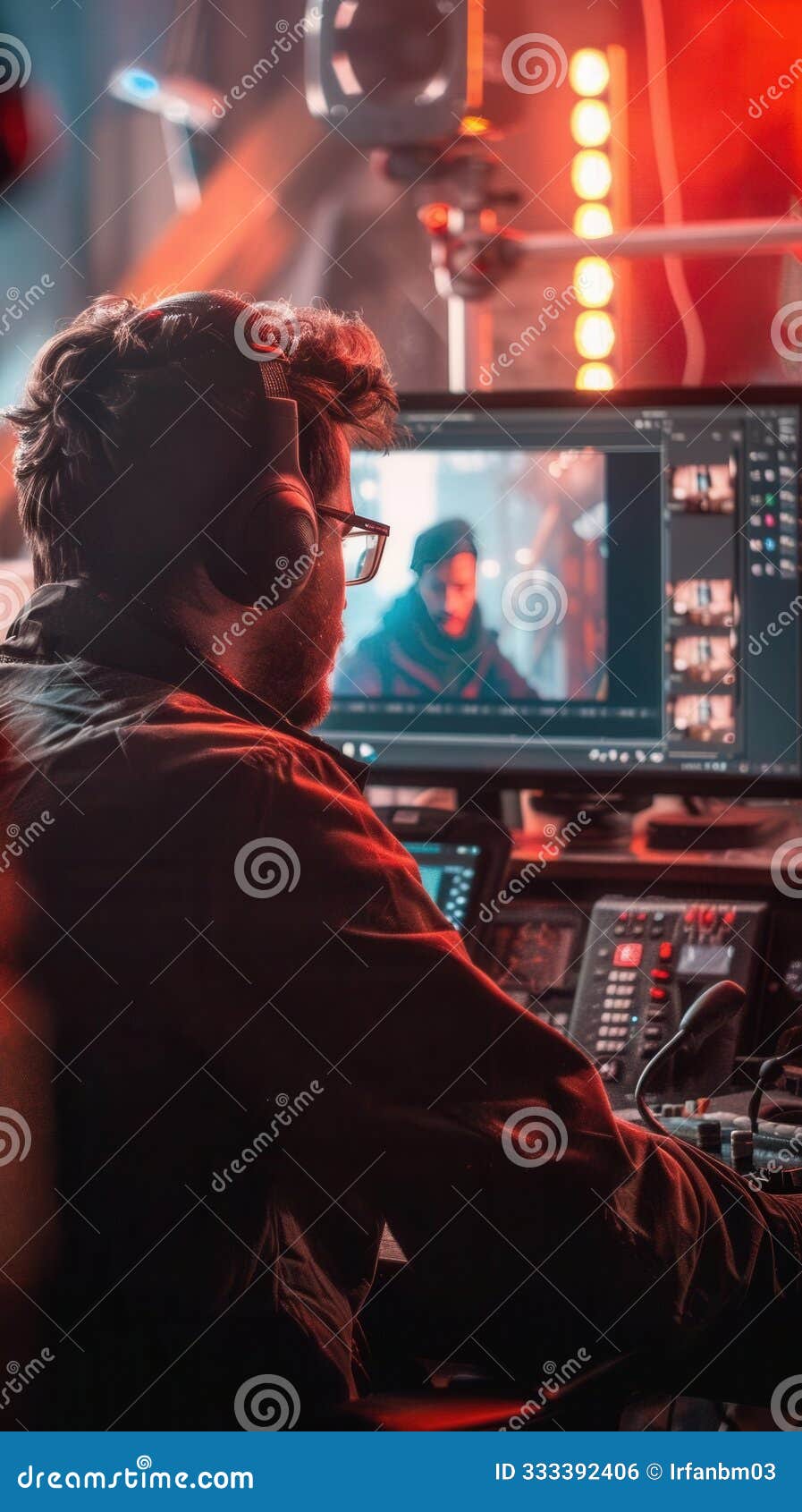 Creative Process. Filmmaker Editing a Movie in a Modern Studio Concept ...