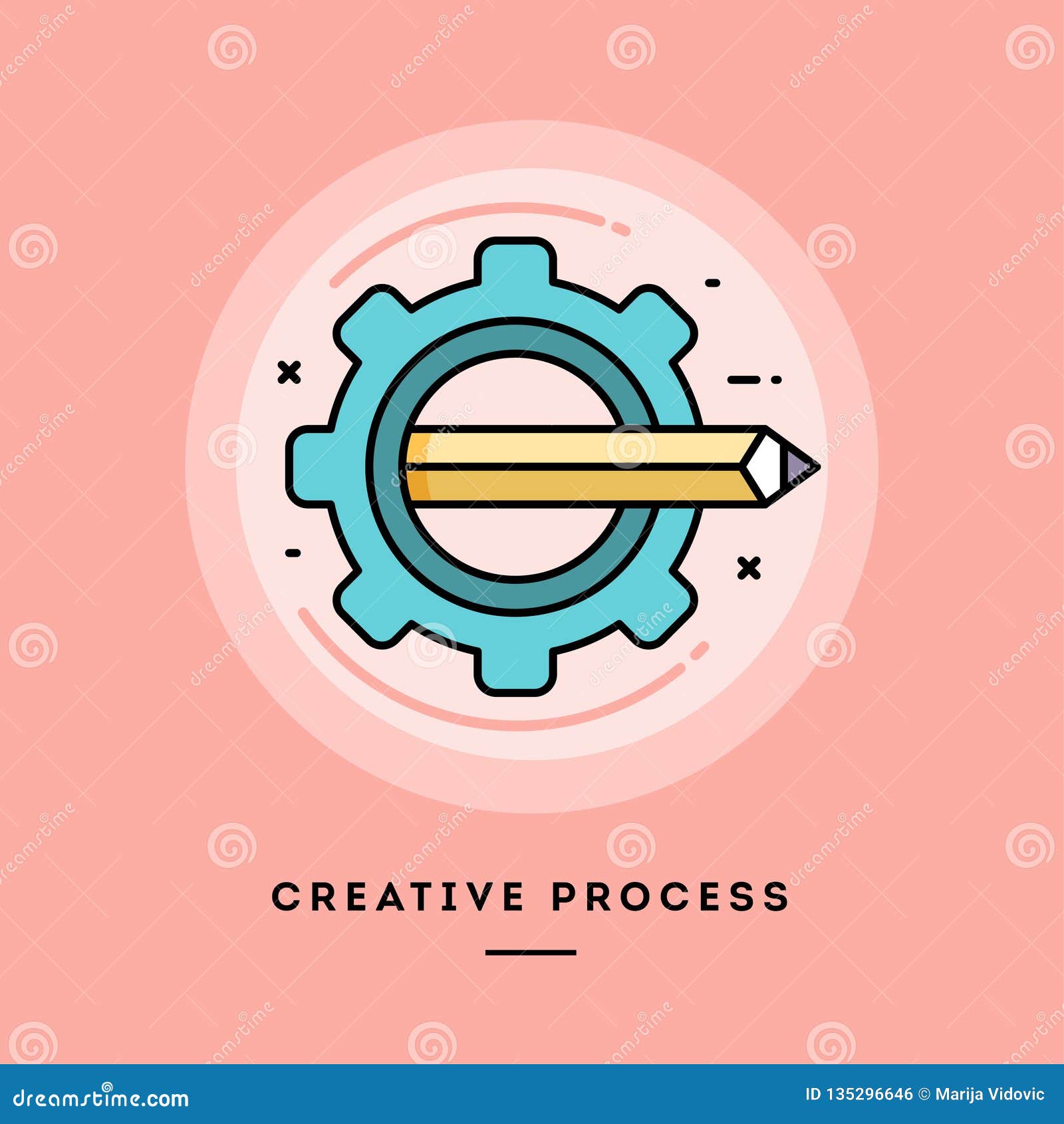 Creative Process, Flat Design Thin Line Banner. Vector Illustration ...