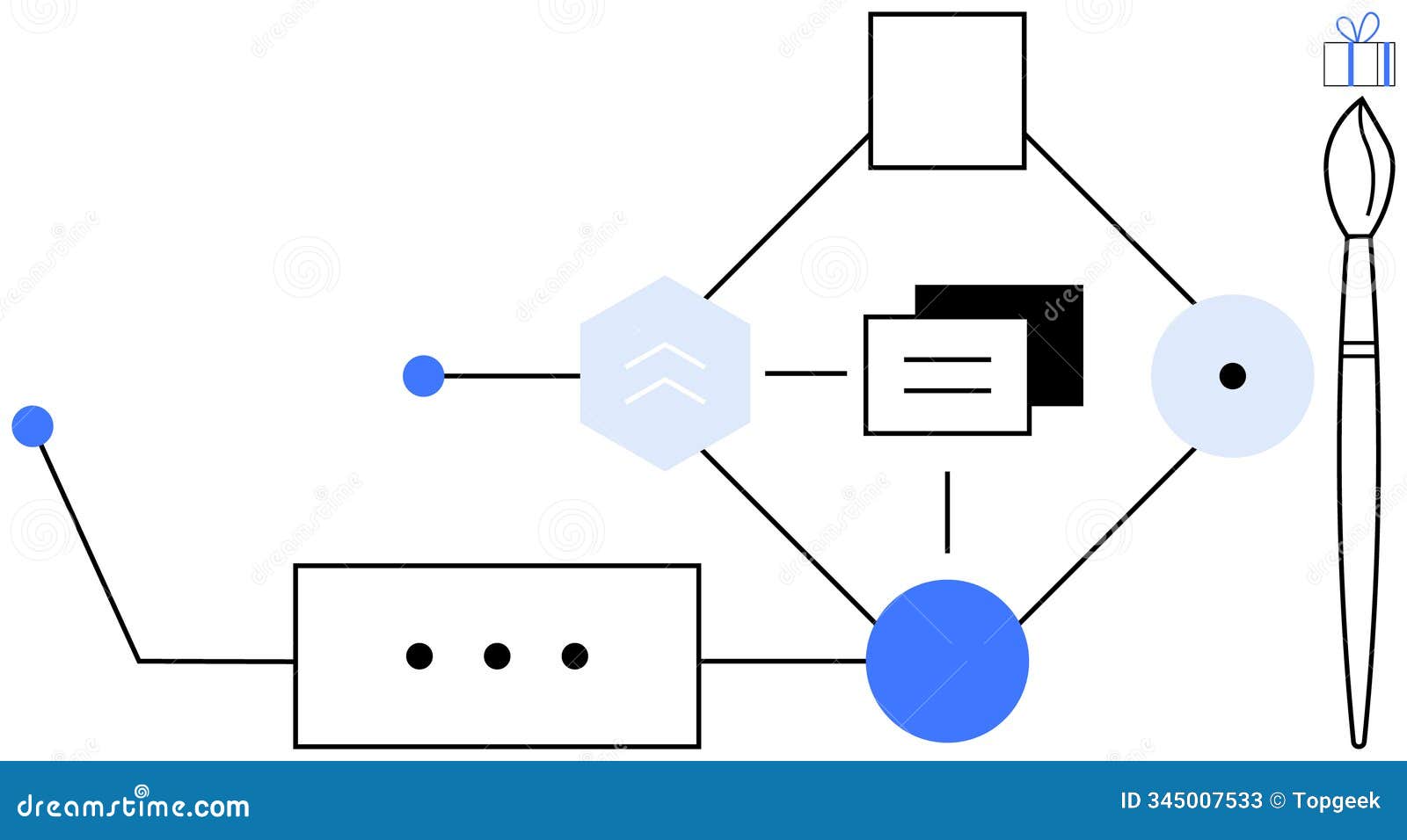 Creative Process Flowchart with Connections, Paintbrush, and Geometric ...