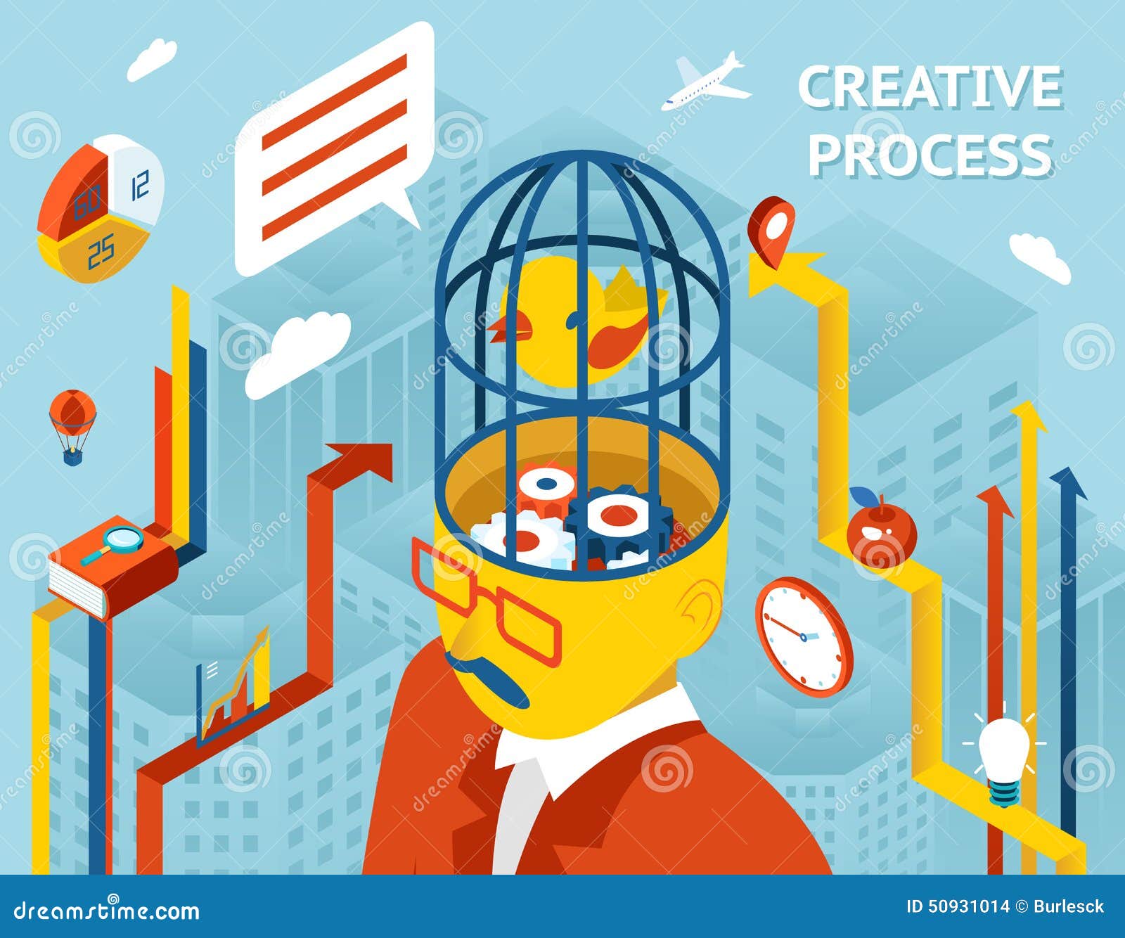 Creative Process Cartoon Vector | CartoonDealer.com #51232419