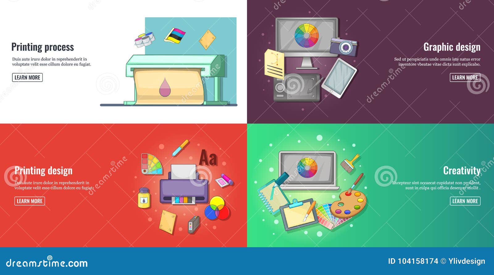 Creative Process, Graphic Design or Web Design Development Banners Set ...