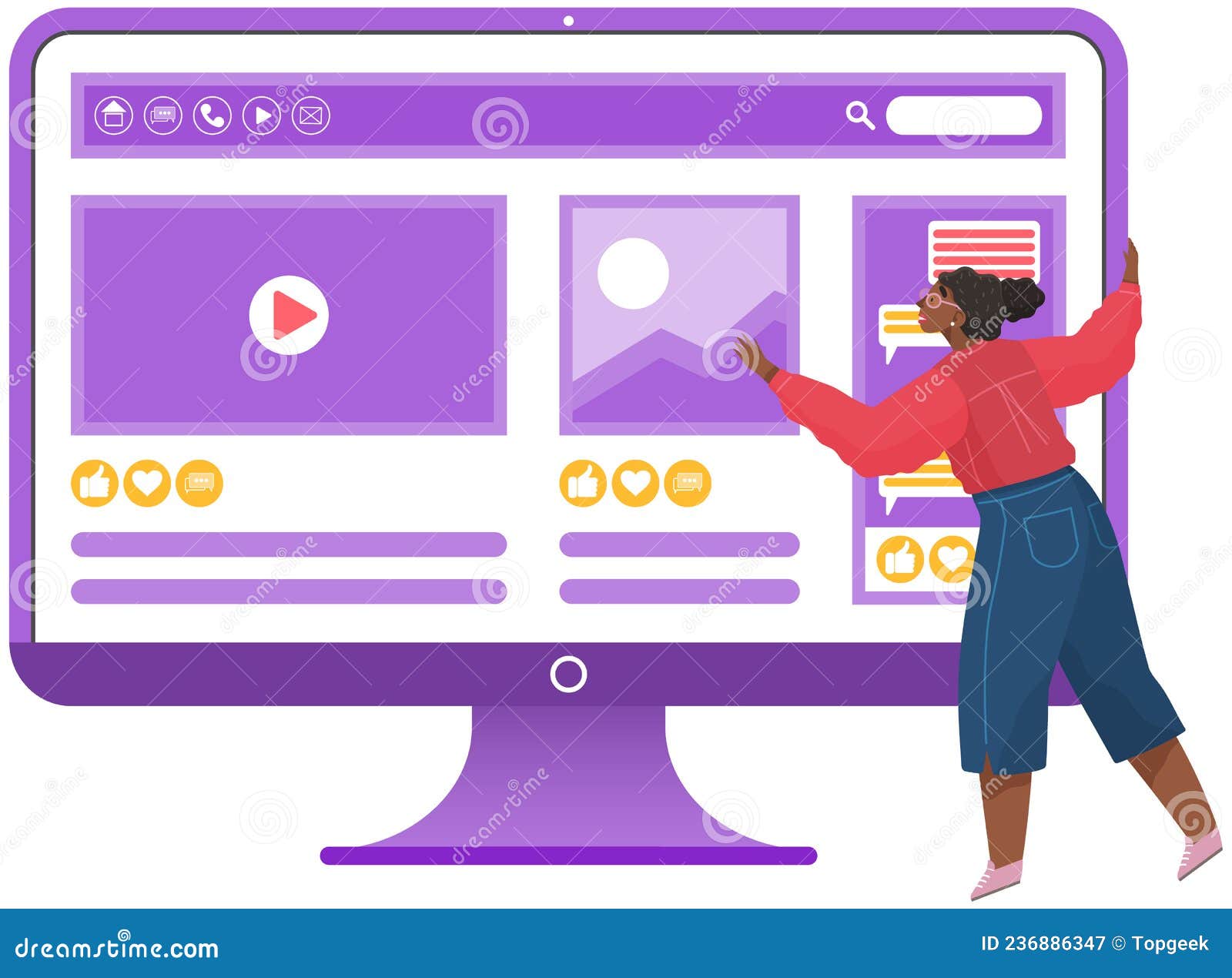 Creative Process of Graphic Designer or Web Developer. Woman Placing ...