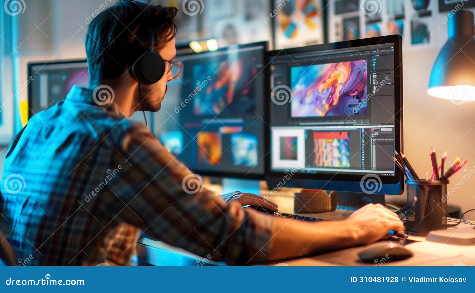 Creative Process of a Graphic Designer at Work Stock Illustration ...